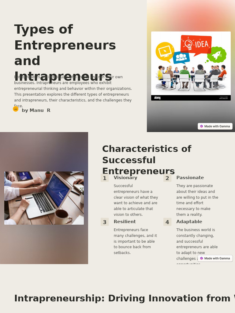 Types of Entrepreneurs and Intrapreneurs | PDF