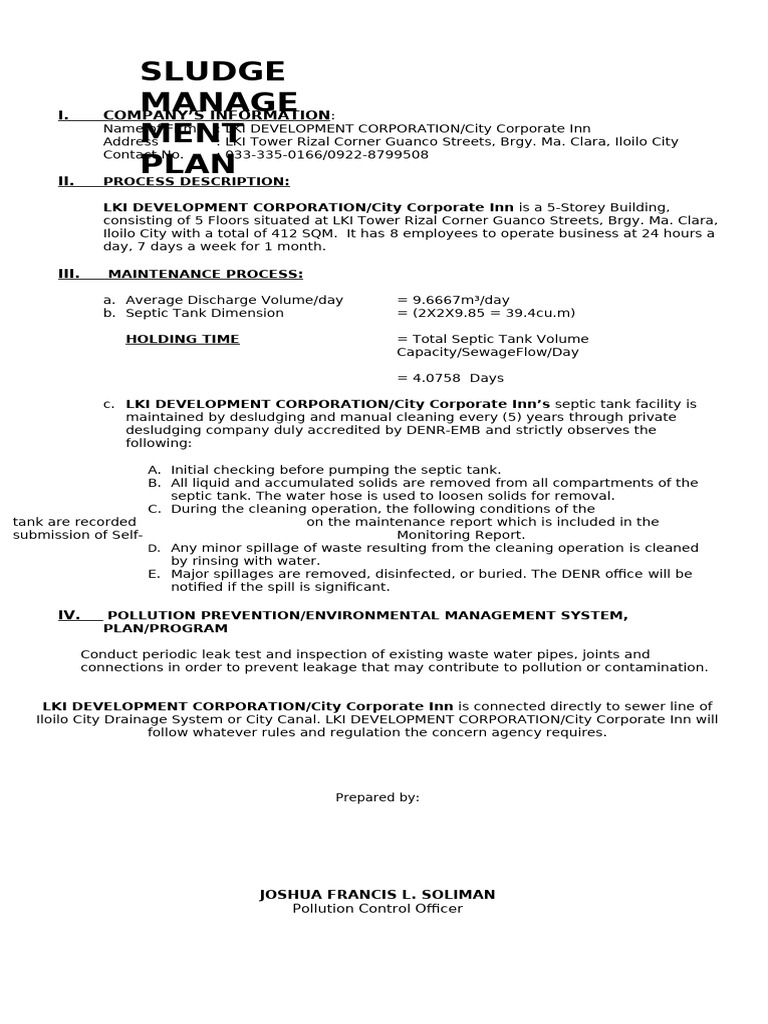Sludge Plan | PDF