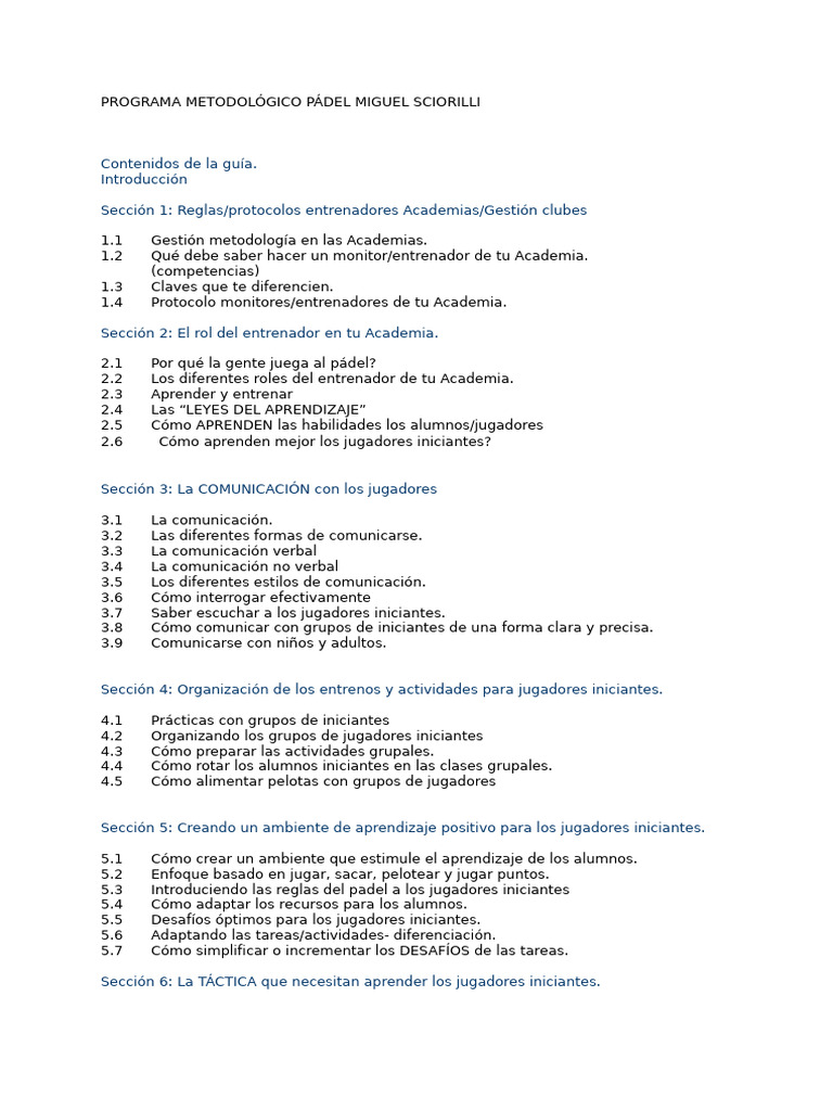 Programa Metodología Miguel Sciorilli | PDF | Aprendizaje | Modificación de comportamiento