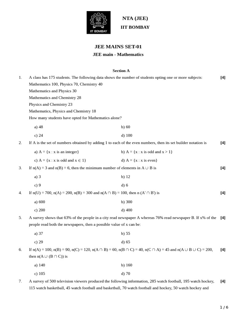 Mathematics SET-01 | PDF