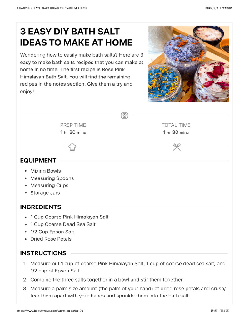 Easy DIY Bath Salt Recipes | PDF | Lavandula