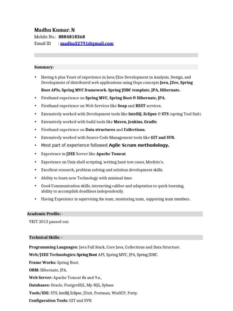 Updated Resume | PDF | Spring Framework | Career & Growth