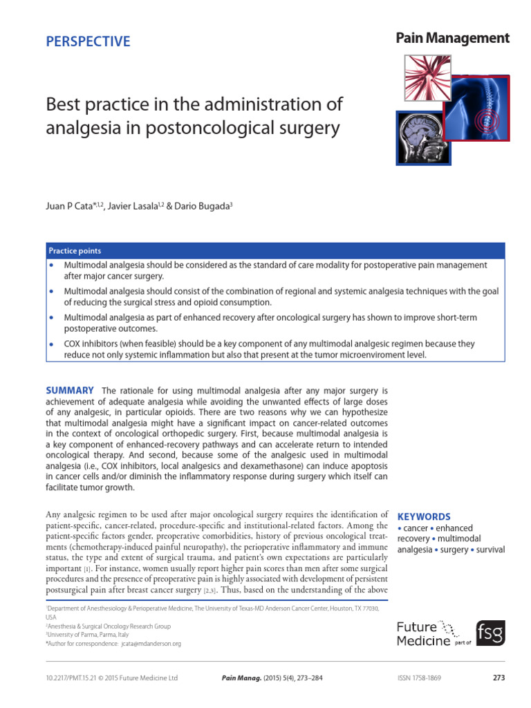 2015 Review Best Practice in The Administration of Analgesia in ...