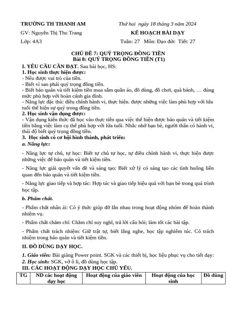 4a3-Đạo Đức T27 | PDF