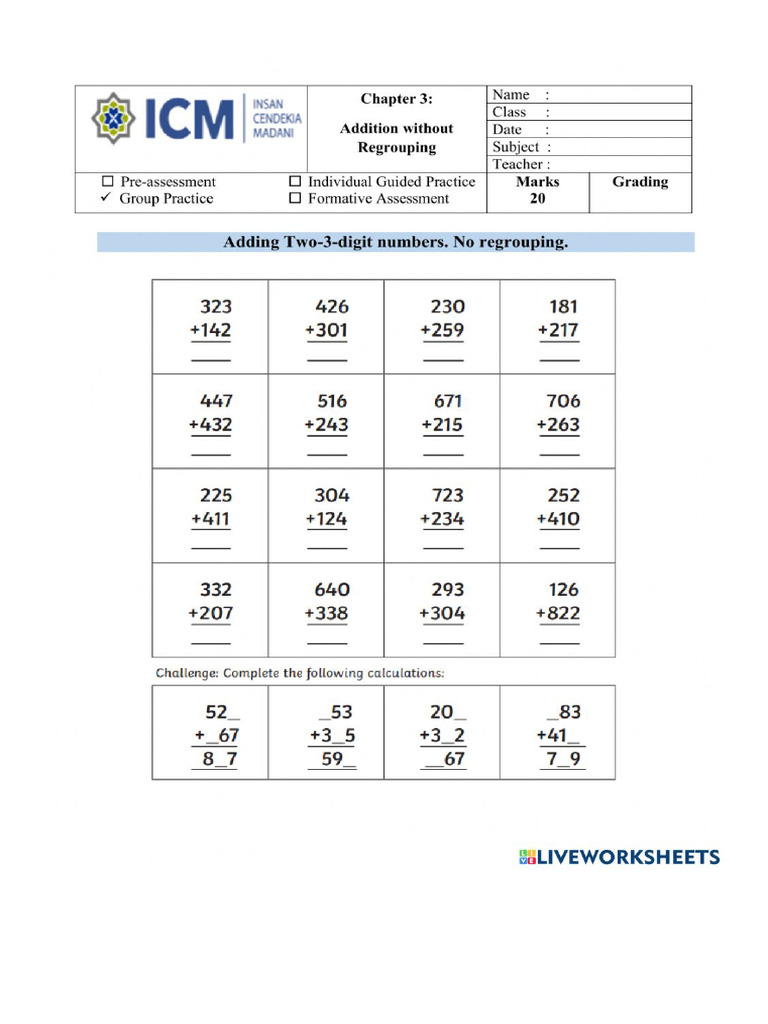 Chapter 3 Addition and Subtraction | PDF