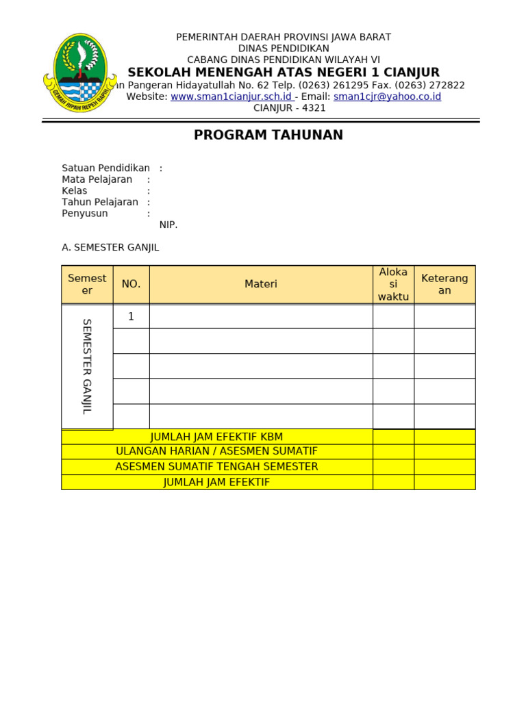 Format Program Tahunan | PDF