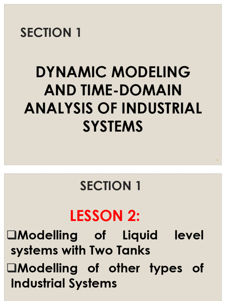 SECTION 1-Lesson 2-SYSTEM DYNAMIC MODELING AND TIME-DOMAINE ANALYSIS | PDF
