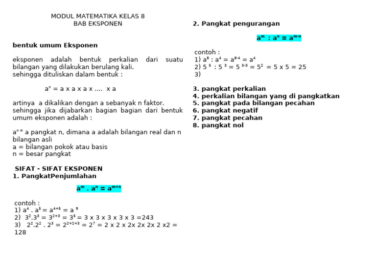 Modul Matematika Kelas 8 | PDF