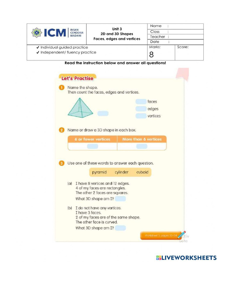 Unit 3 Faces, Edges and Vertices | PDF