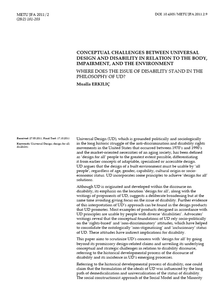 Conceptual Challenges Between Universal Design and Disability in ...