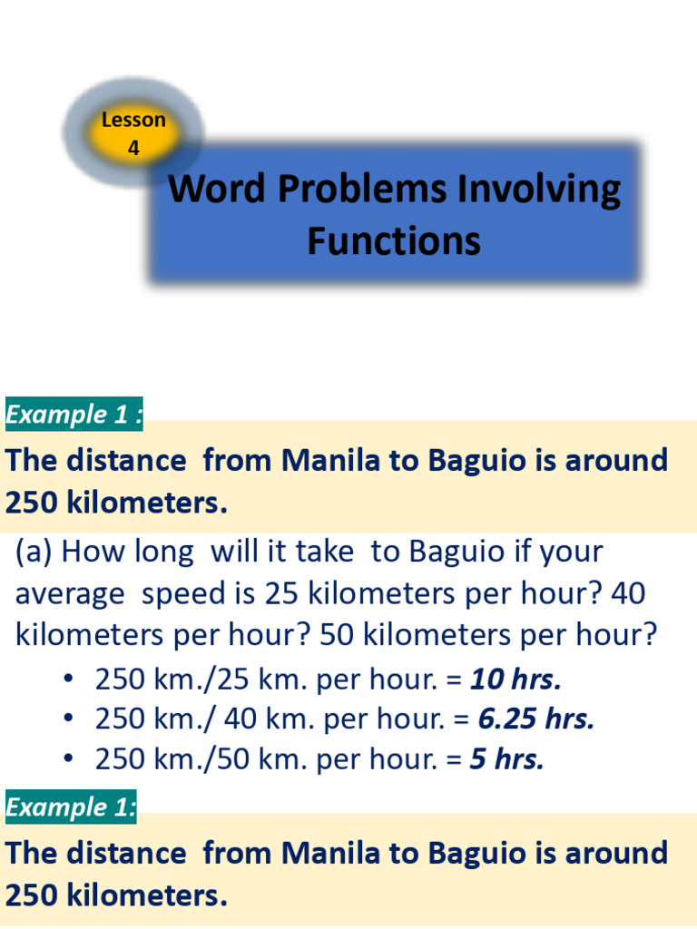 Lesson 4 Word Problems Involving Functions | PDF