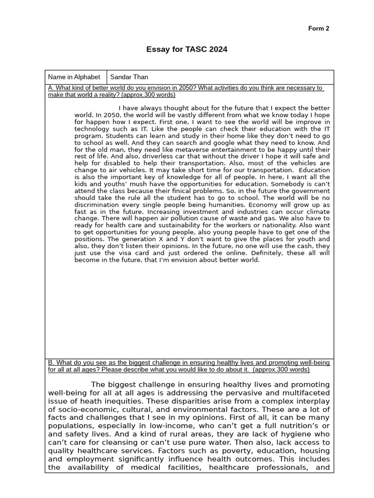 Form Essay For TASC 2024 | PDF