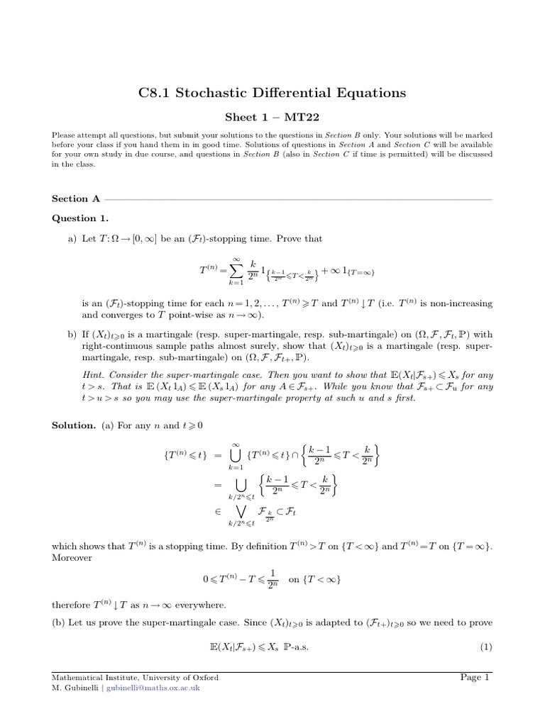 c8 1 Problem Sheet 1 With Sol | PDF