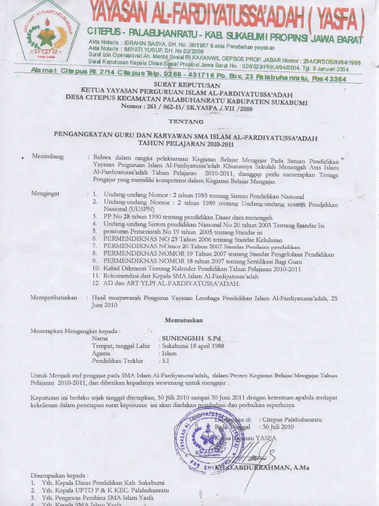 SK TMT Awal Sunengsih 2010 | PDF