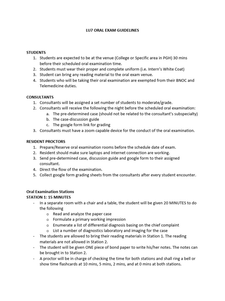 Interns Oral Exam Guide | PDF