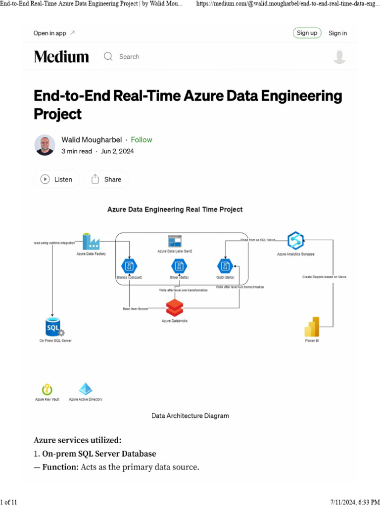 End-to-End Real-Time Azure Data Engineering Project | PDF