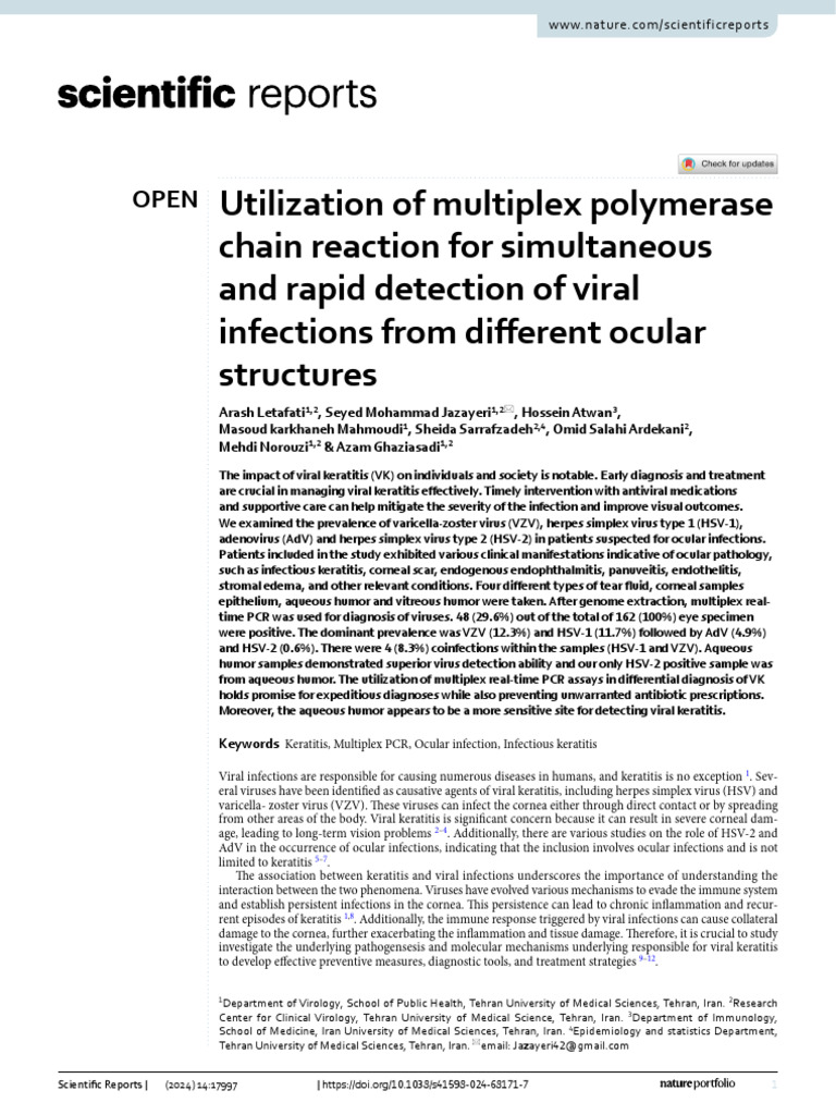 Utilization of Multiplex Polymerase Chain Reaction For Simultaneous and Rapid Detection of Viral ...