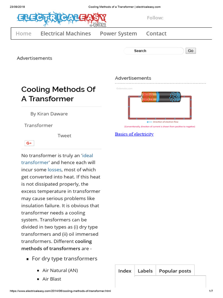 Cooling Methods of A Transformer | PDF