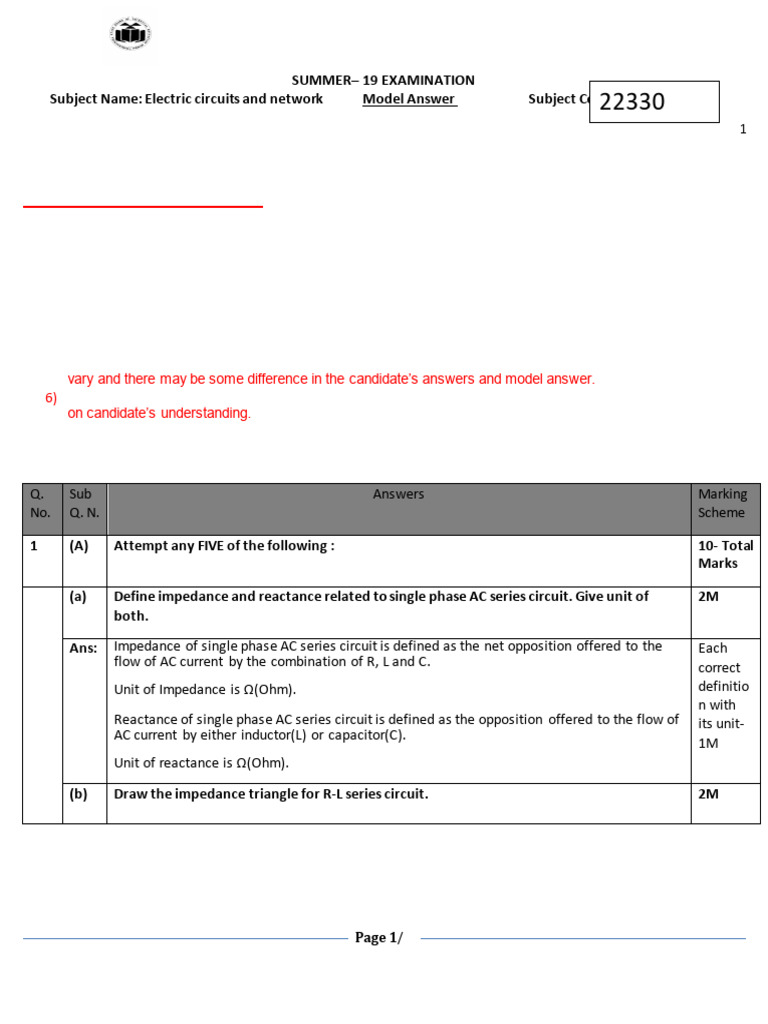 Ecn Model Answer Paper I Scheme | PDF