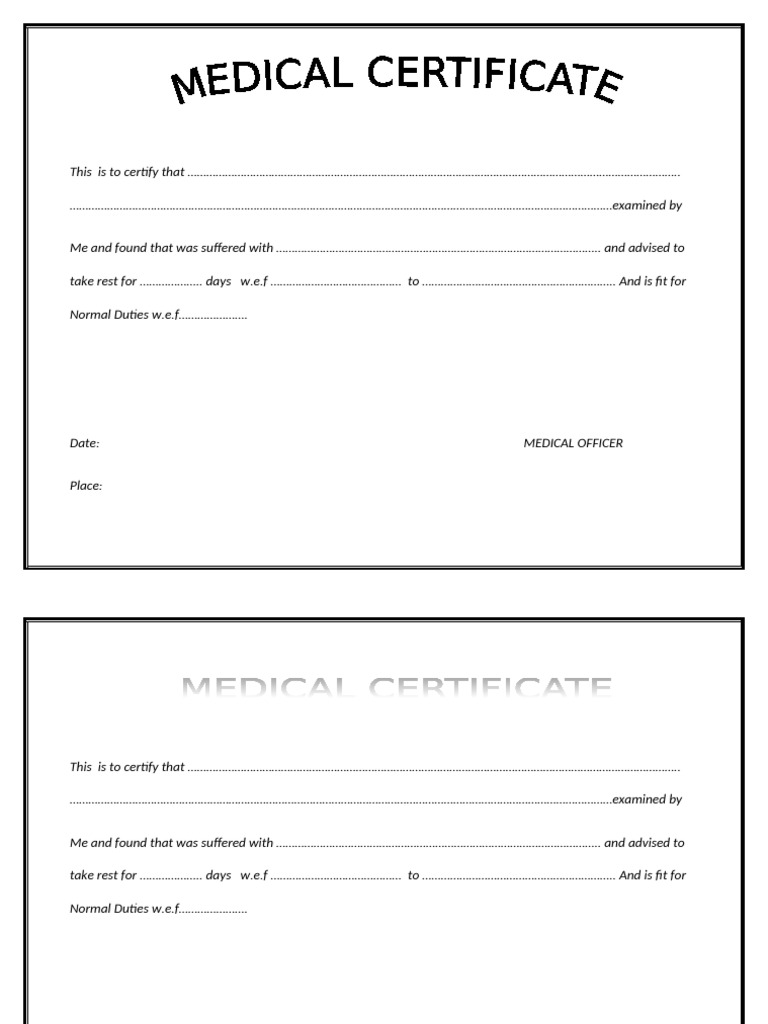 Medical Certificate Proforma | PDF | Self-Improvement | Wellness