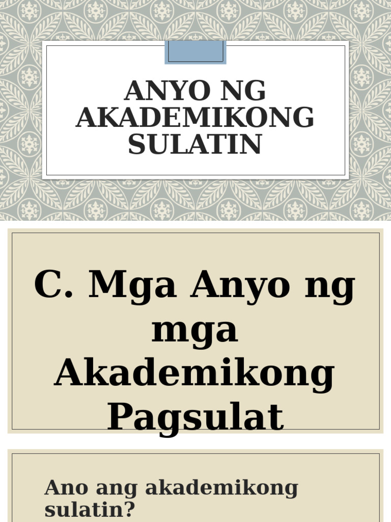 Mga Anyo NG Akademikong Sulatin | PDF