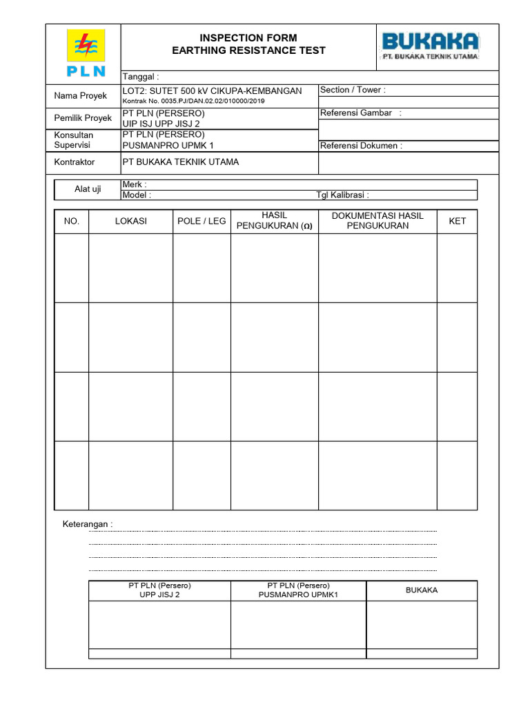 Form Earthing Test LOT 2 | PDF