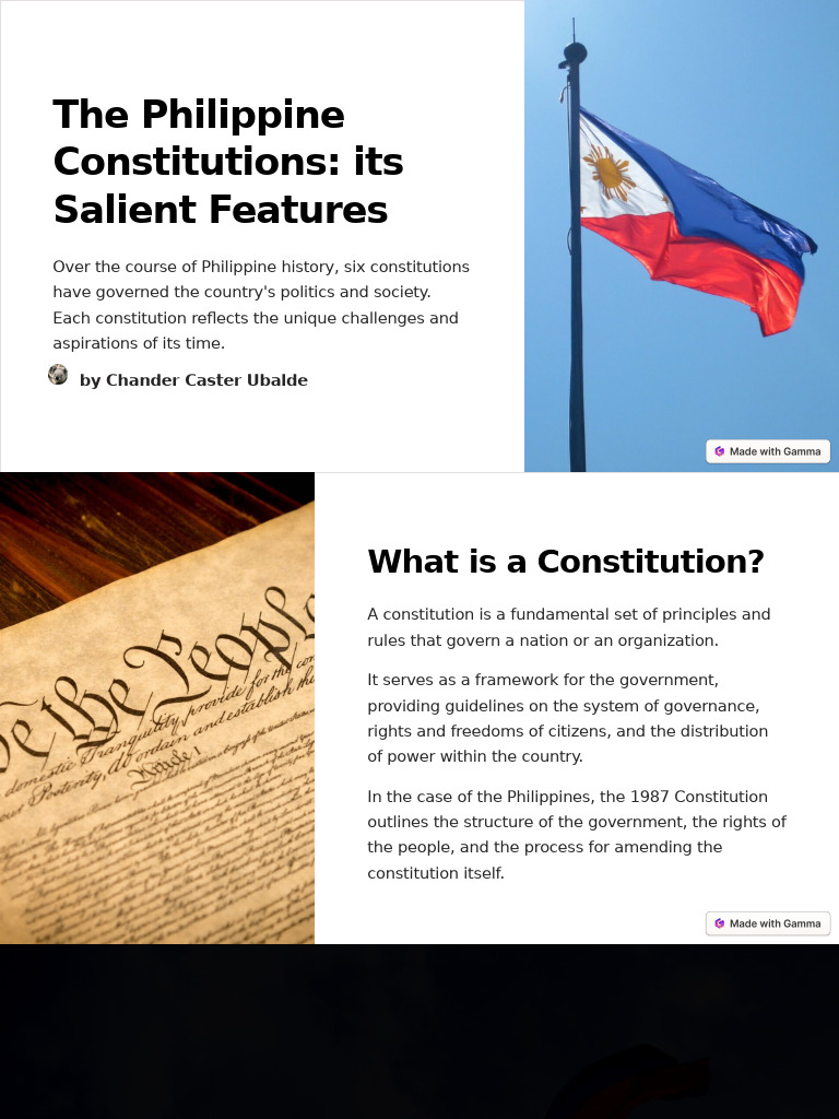 The Philippine Constitutions Its Salient Features | PDF