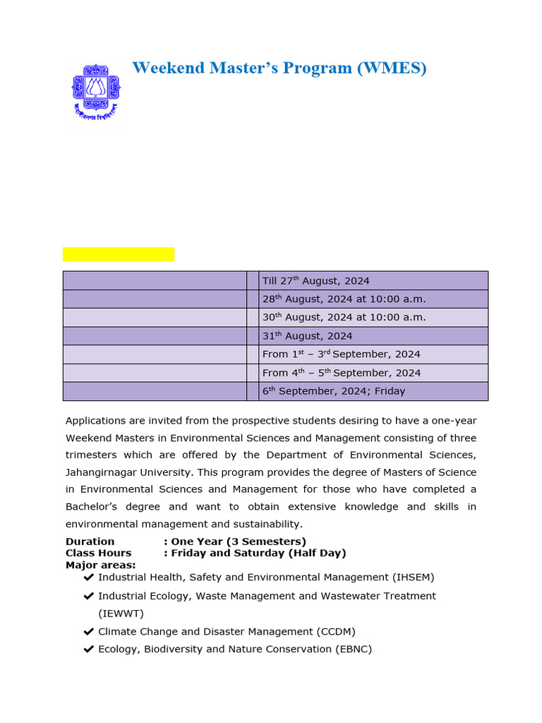 WMES Admission Brochure Fall 2024 | PDF