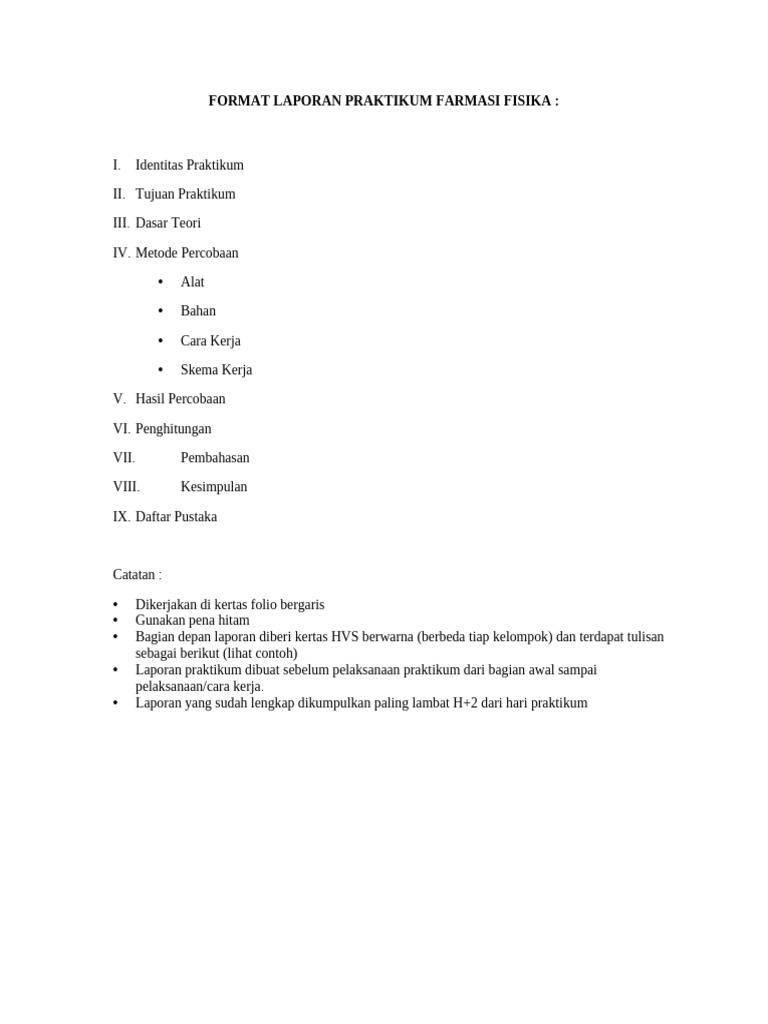 Format Laporan Praktikum Farmasi Fisika | PDF