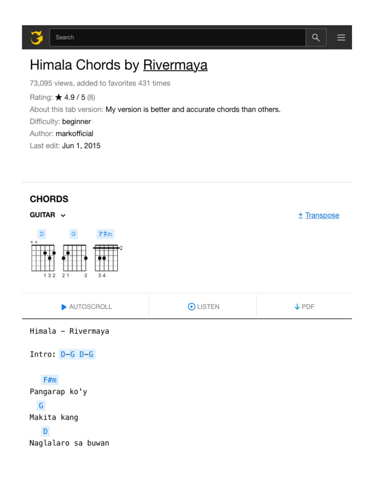 HIMALA CHORDS (Ver 4) by Rivermaya @ | PDF