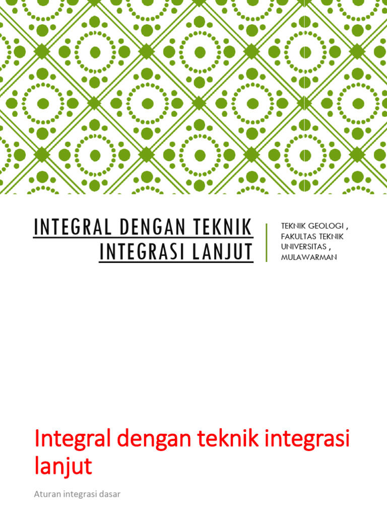 Integral Dengan Teknik Integrasi Lanjut | PDF | Metode & Bahan Ajar ...