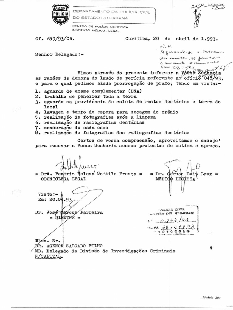 1993 04 20 IML Explica Motivos Pela Demora Do Laudo Da Ossada | PDF
