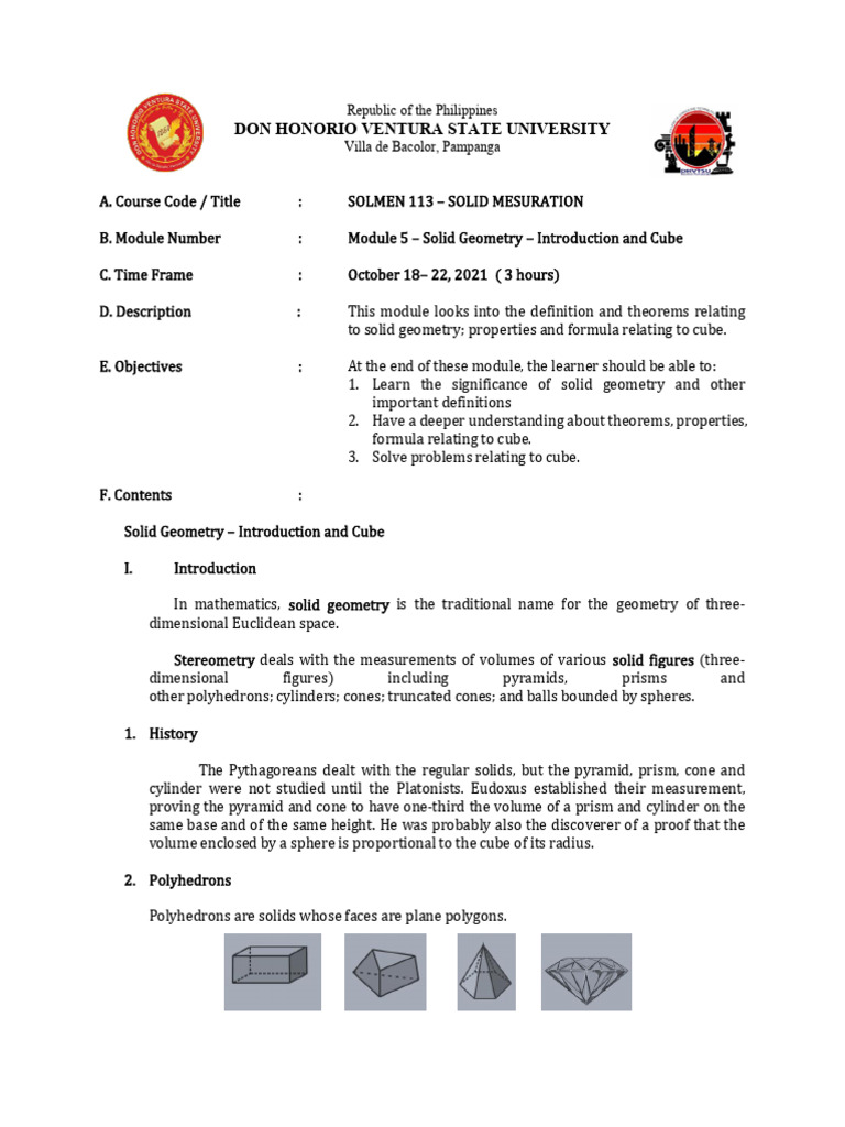 Introduction to Solid Geometry and Cubes | PDF | Geometric Shapes ...