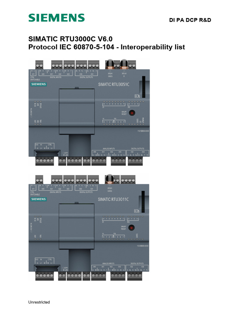 SIMATIC RTU3000C IEC Interoperability V6 0 | PDF | Bit Rate | Bit