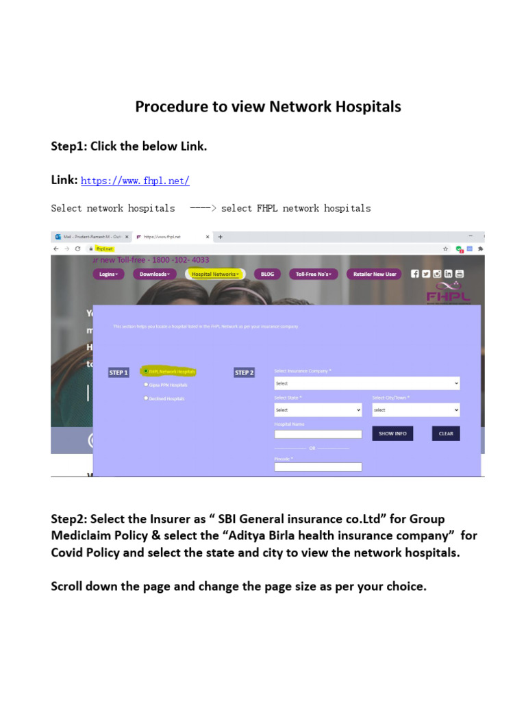 Procedure To View Network hospitals-FHPL TPA - 3aa3c6d5407 - 1723108165115 | PDF
