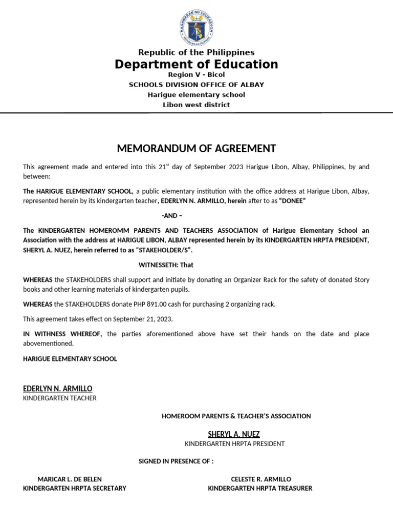 Moa For Hrpta Project | PDF