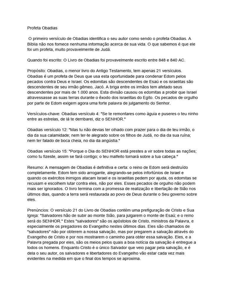 Profeta Obadias | PDF