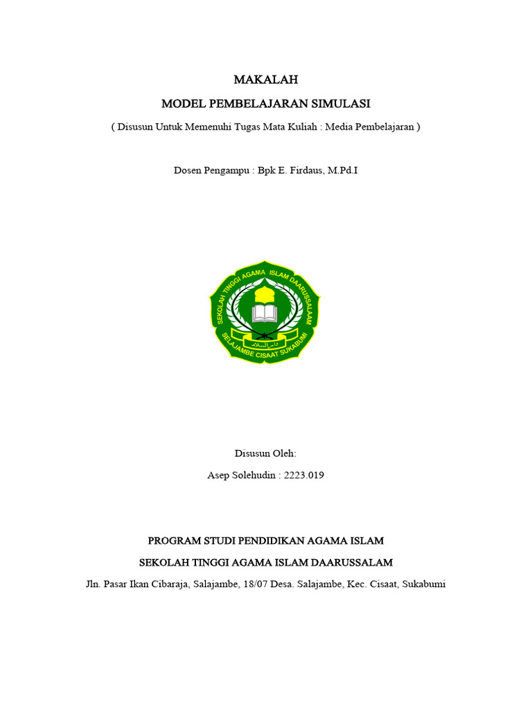 Makalah Model Pembelajaran Simulasi | PDF
