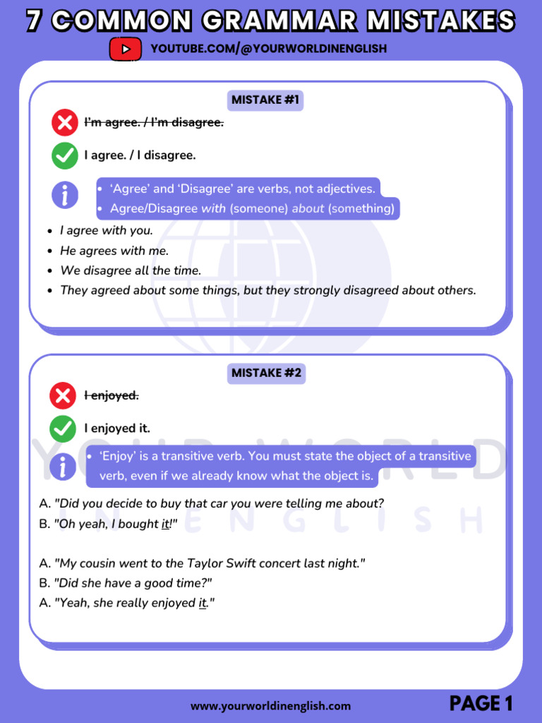 7 Common Grammar Mistakes PDF | PDF
