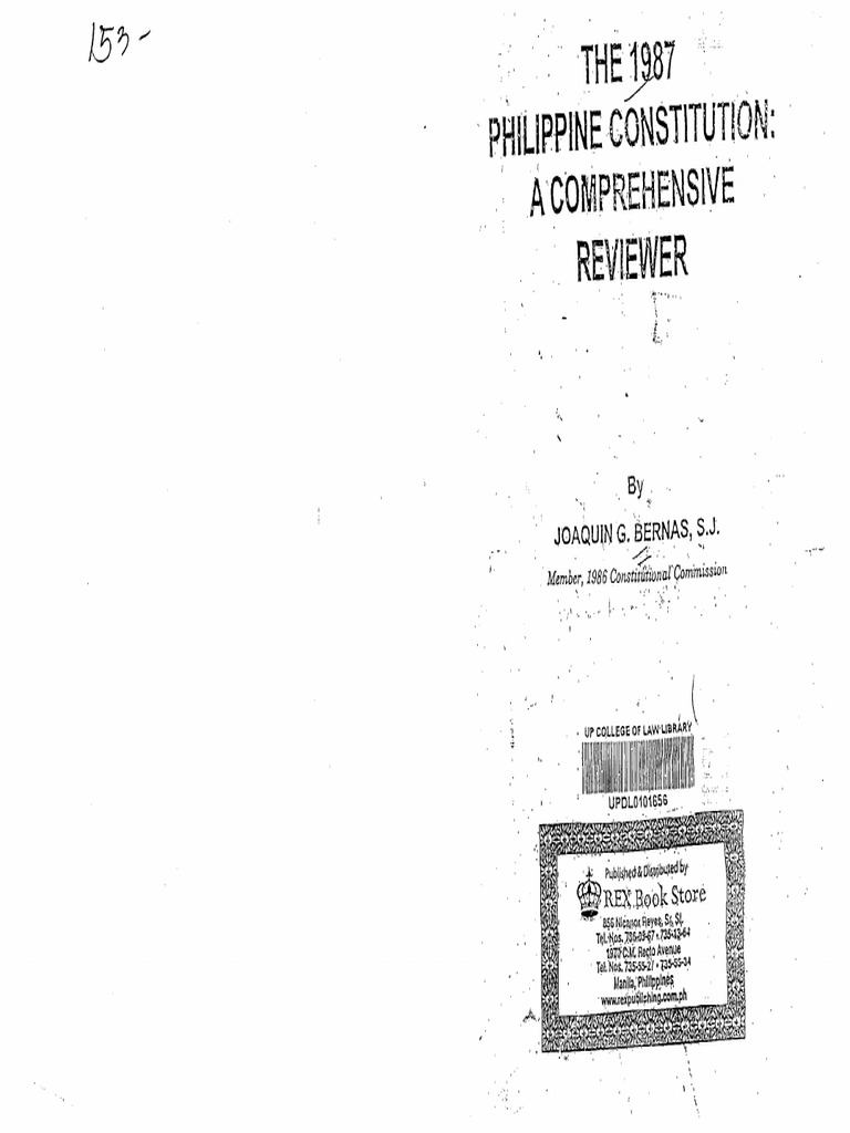 The 1987 Philippine Constitution - A Comprehensive Reviewer, Bernas | PDF