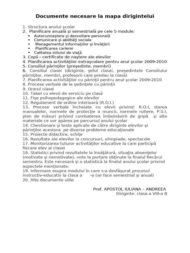 Documente Necesare La Mapa Dirigintelui | PDF