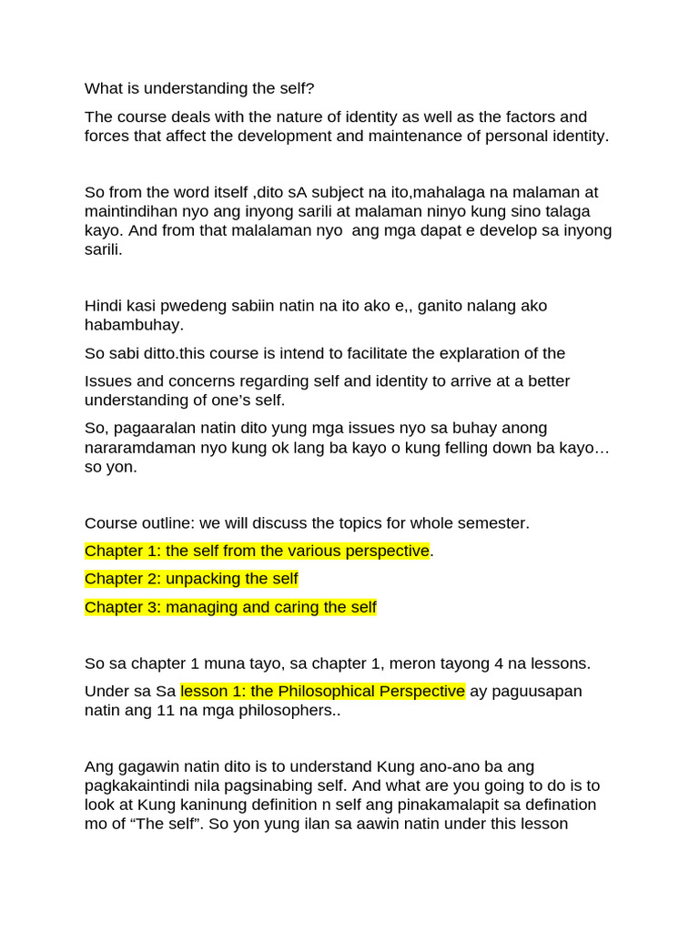 What Is Understanding The Self | PDF