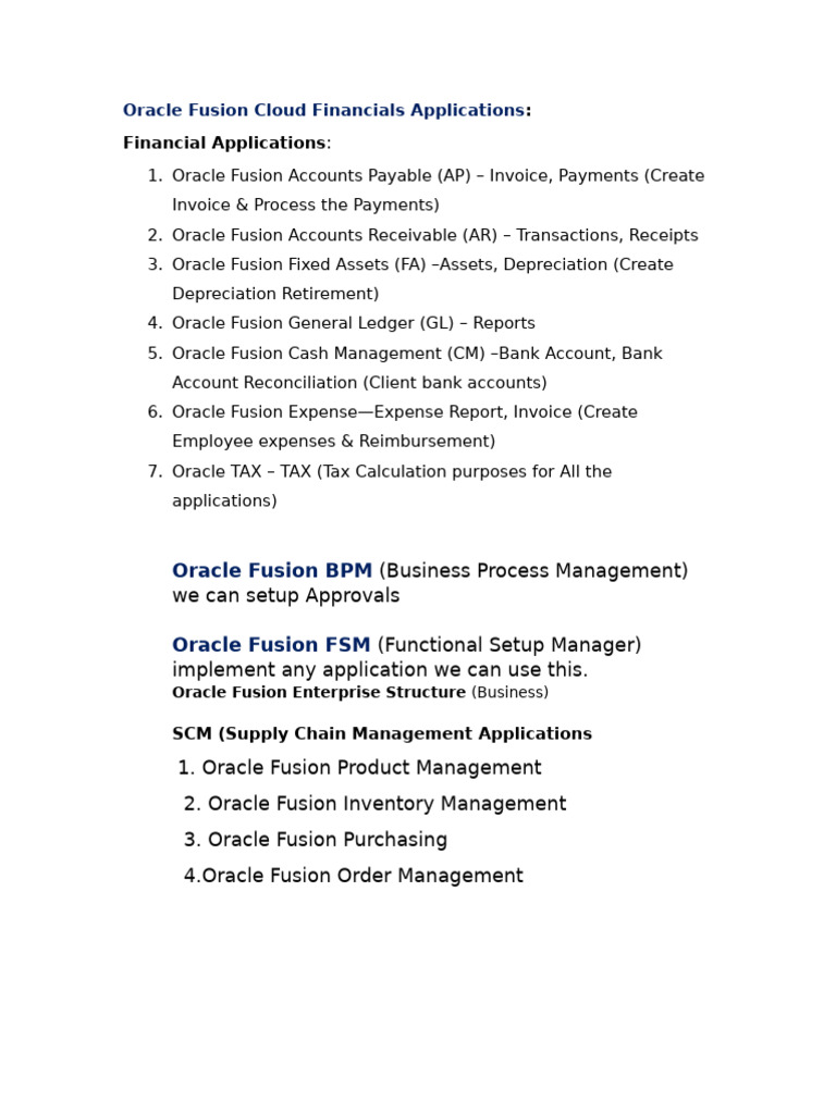 Oracle Fusion | PDF