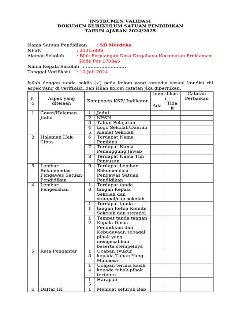 17 Lembar Validasi KSP | PDF