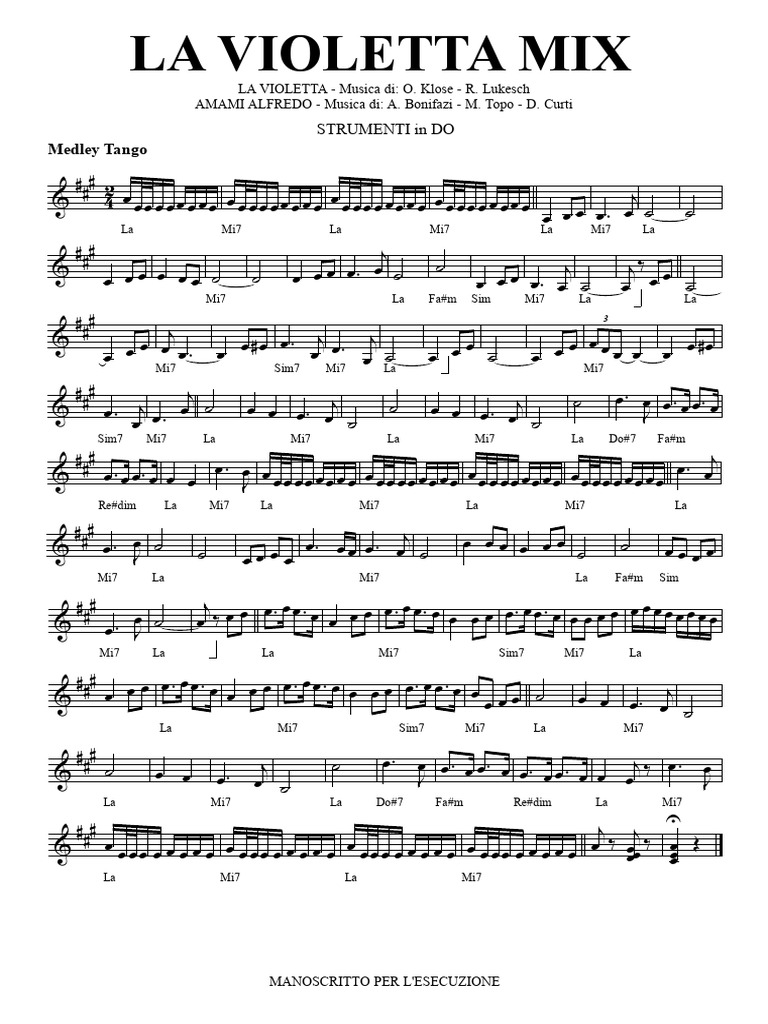 LA VIOLETTA MIX Medley Tango | PDF