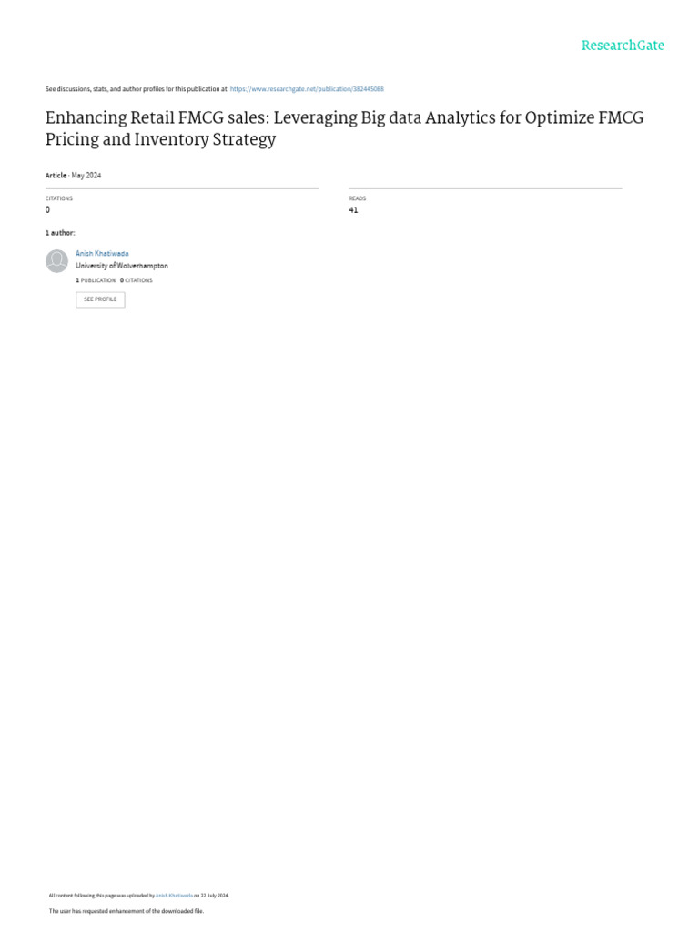 Enhancing Retail FMCG Sales Leveraging Big Data Analytics For Optimize ...