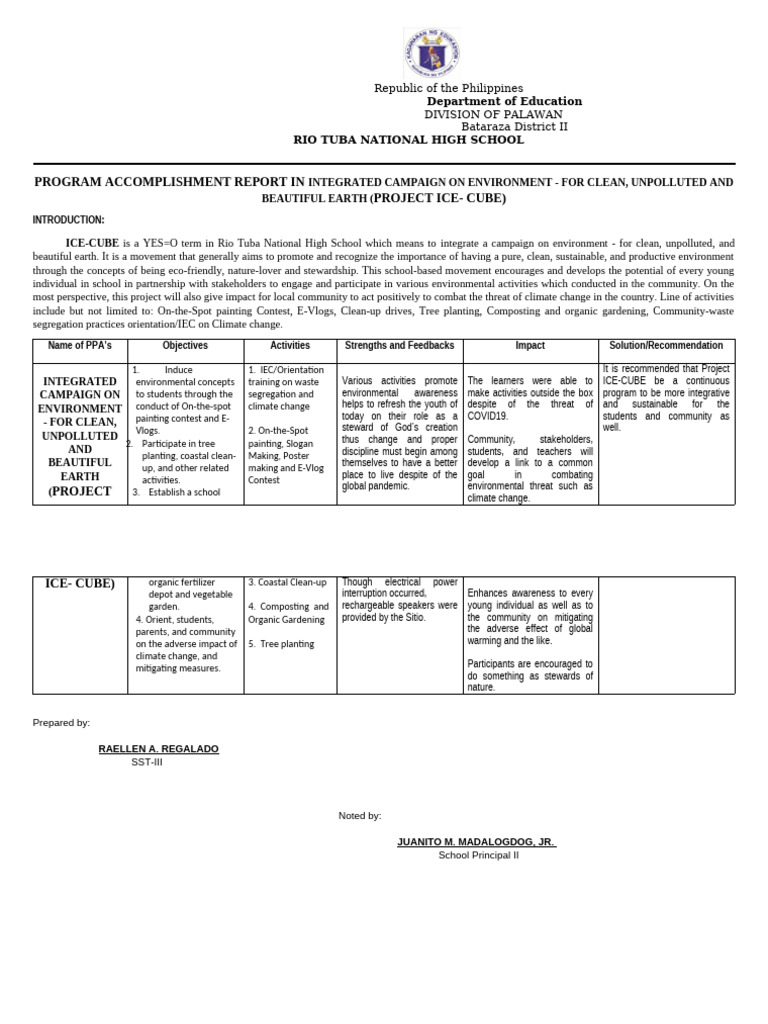 Program Accomplishment Report | PDF