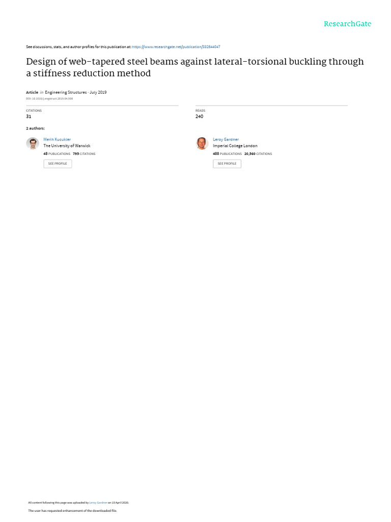 Design of Web-Tapered Steel Beams Against Lateral-Torsional Buckling ...