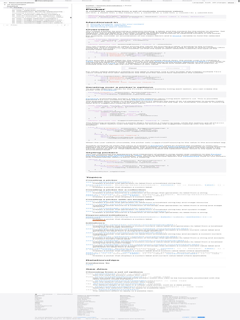 Picker - Apple Developer Documentation | PDF