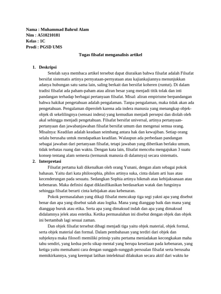 1C - A510210181 - Muhammad Bahrul Alam - PGSD | PDF